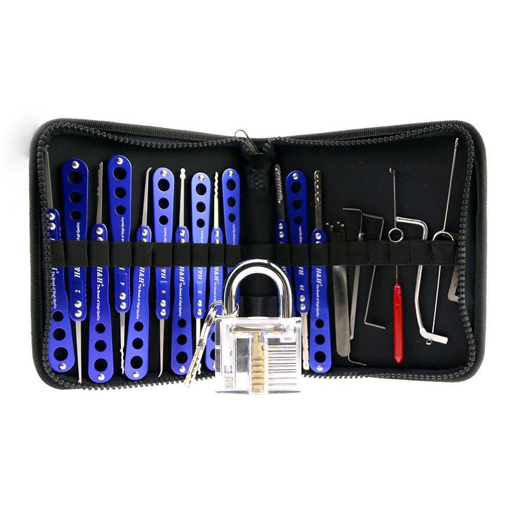 H&H 20 Lock Picks Set Transparent Practice Padlock Bundle – Lockpickable
