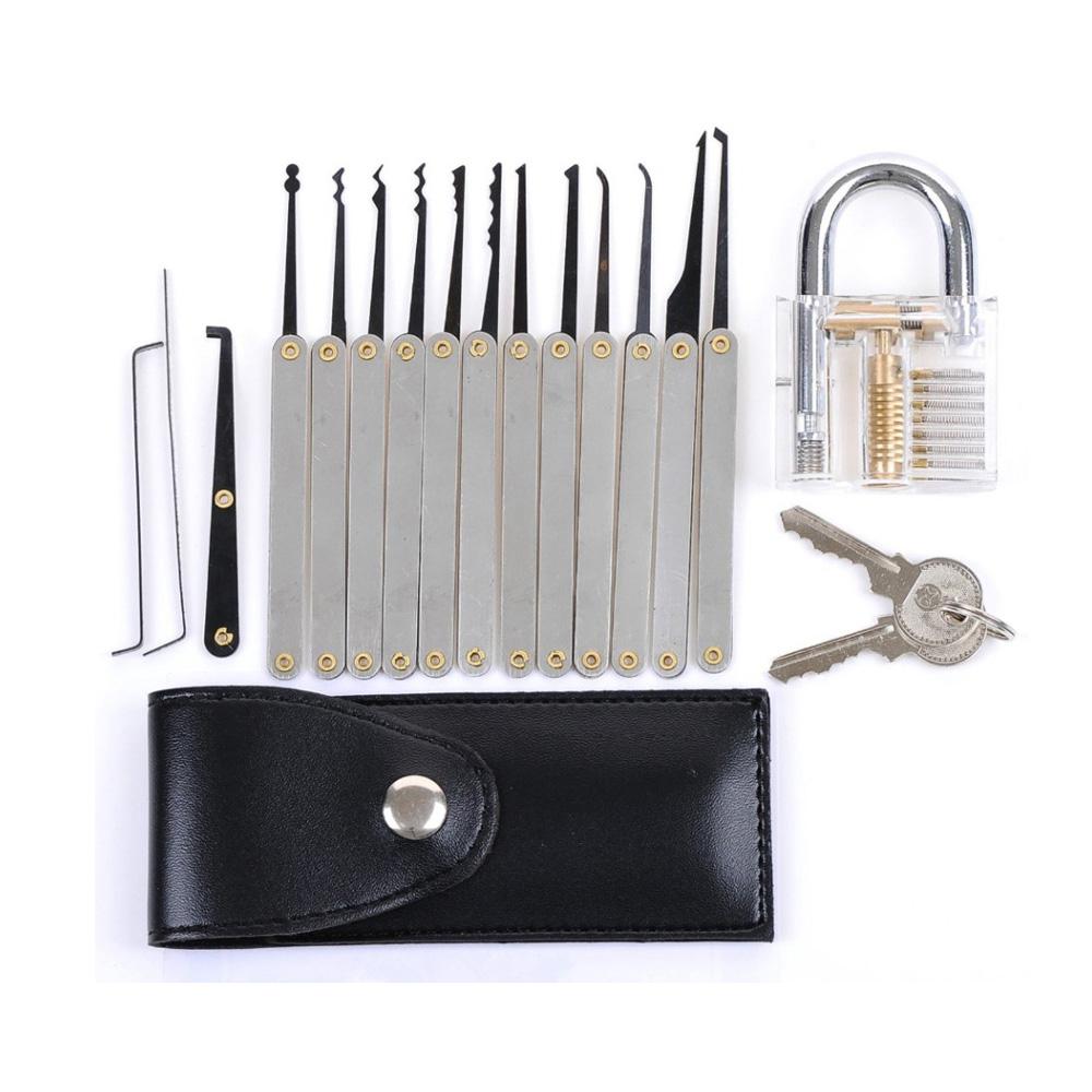 Transparent Practice Padlock 12 Piece Unlocking Lock Pick Set Key Extr ...