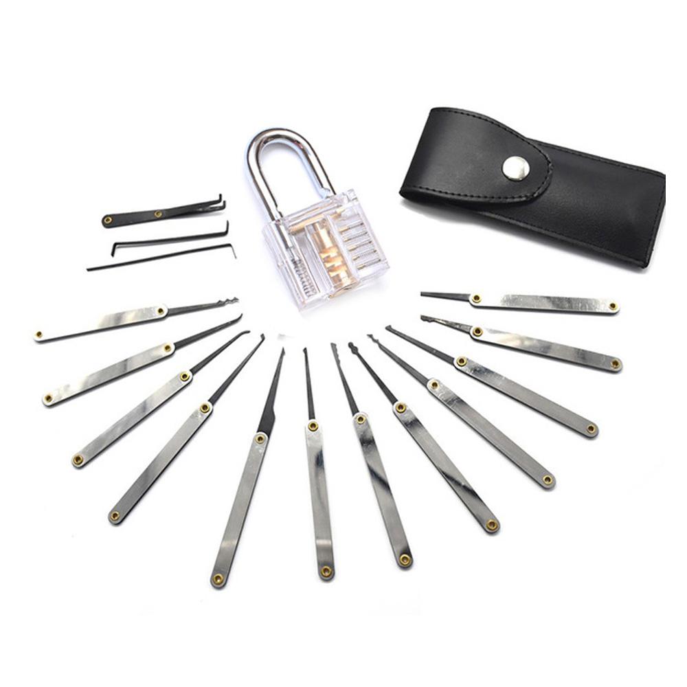 Transparent Practice Padlock 12 Piece Unlocking Lock Pick Set Key Extr ...